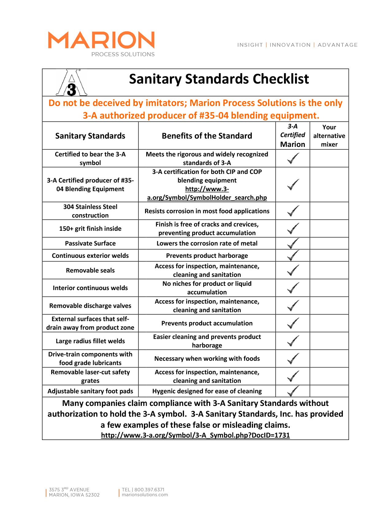 Making the 3-A Grade in Sanitary Standards | Marion Mix